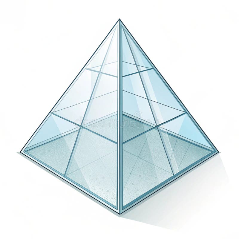 Transparent Glass Pyramid Structure with Geometric Framework and Light Reflections Stock ...