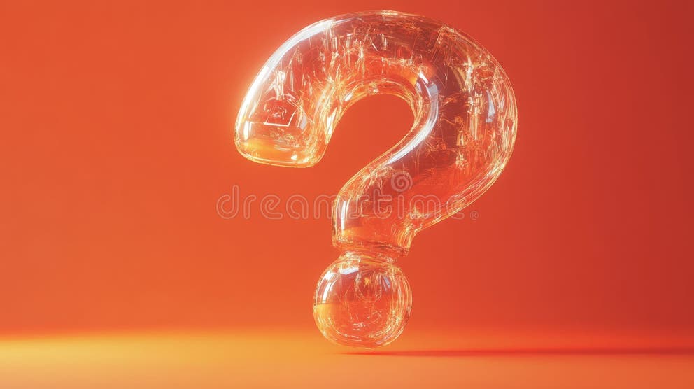 Transparent Glass Question Mark on an Orange Background. Stock Photo ...