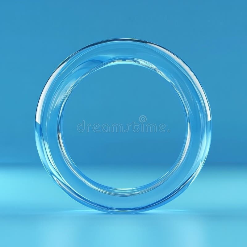 Transparent Glass Ring on Blue Background with Soft Shadows and ...