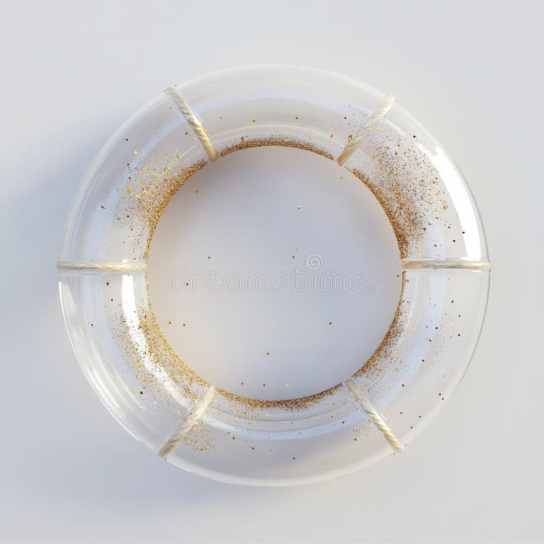 Transparent Glass Ring with Sand Particles and Reflection on Light ...