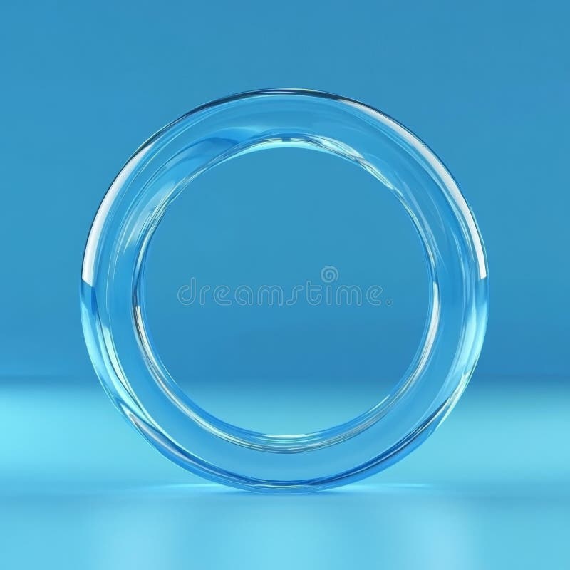 Transparent Glass Ring on Smooth Blue Background for Modern Design ...