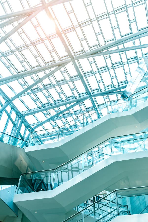 Transparent Glass Roof of Modern Building with Sunlight Effect Stock ...