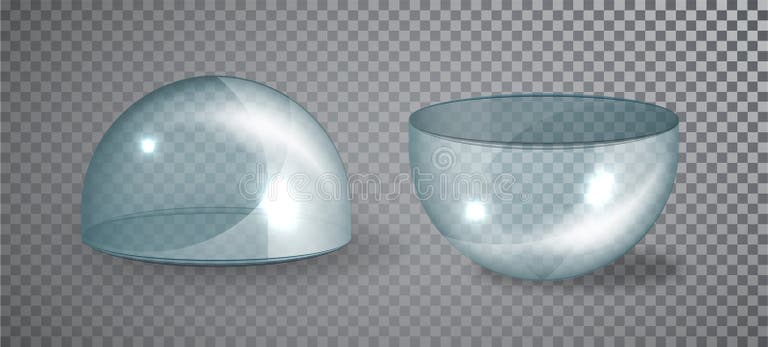 Transparent Glass Semi-sphere Isolated Set. Vector Illustration Stock ...