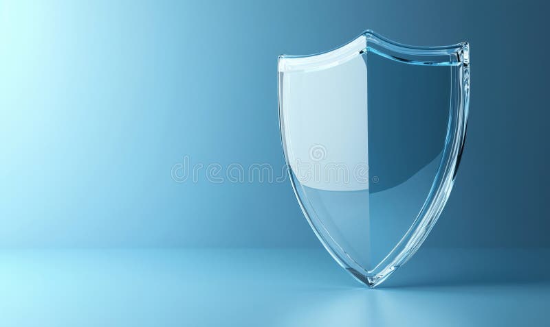 Transparent Glass Shield on Blue Background Representing Protection and ...