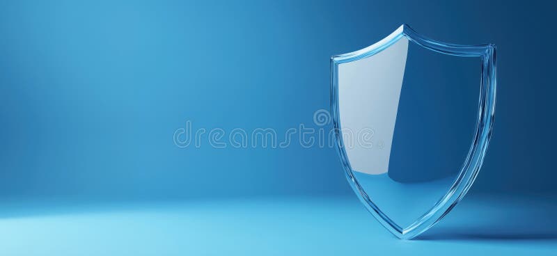 Transparent Glass Shield on Blue Background Symbolizing Protection and ...