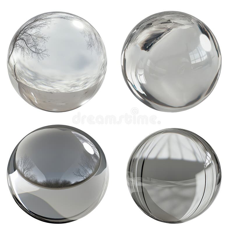 Transparent Glass Sphere with Light Reflections on White Background ...