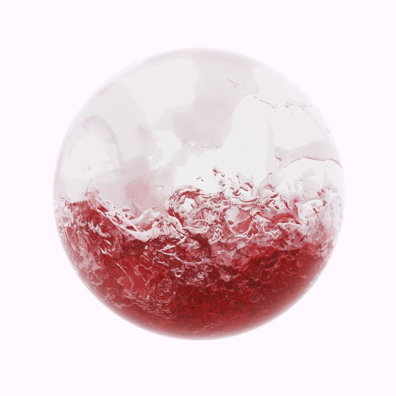 Transparent Glass Sphere with Red Liquid Inside. 3d Rendering Stock ...