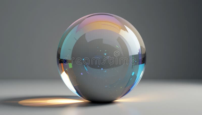Transparent Glass Sphere Reflecting Light on a Smooth Surface Stock ...