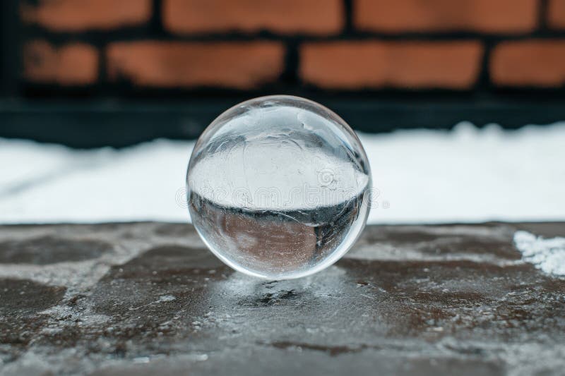 Transparent Glass Sphere on Snowy Surface Stock Illustration ...