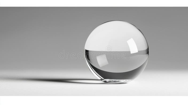 A Transparent Glass Sphere with a White Interior Sits on a Gray Surface ...