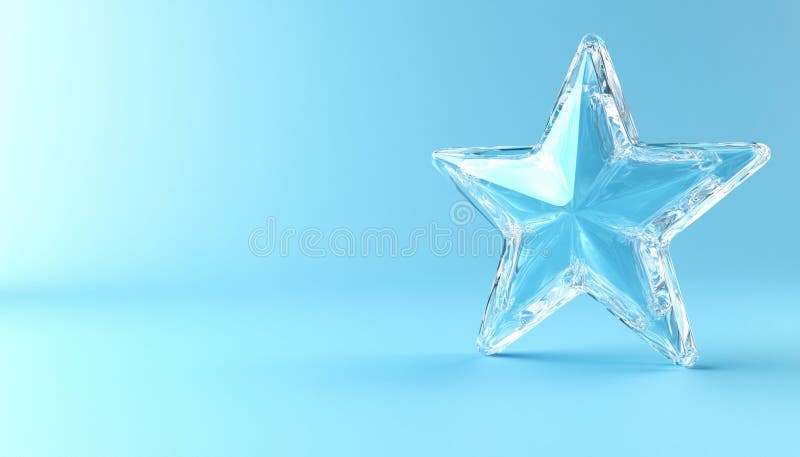 Transparent Glass Star Standing on Blue Background Stock Illustration ...