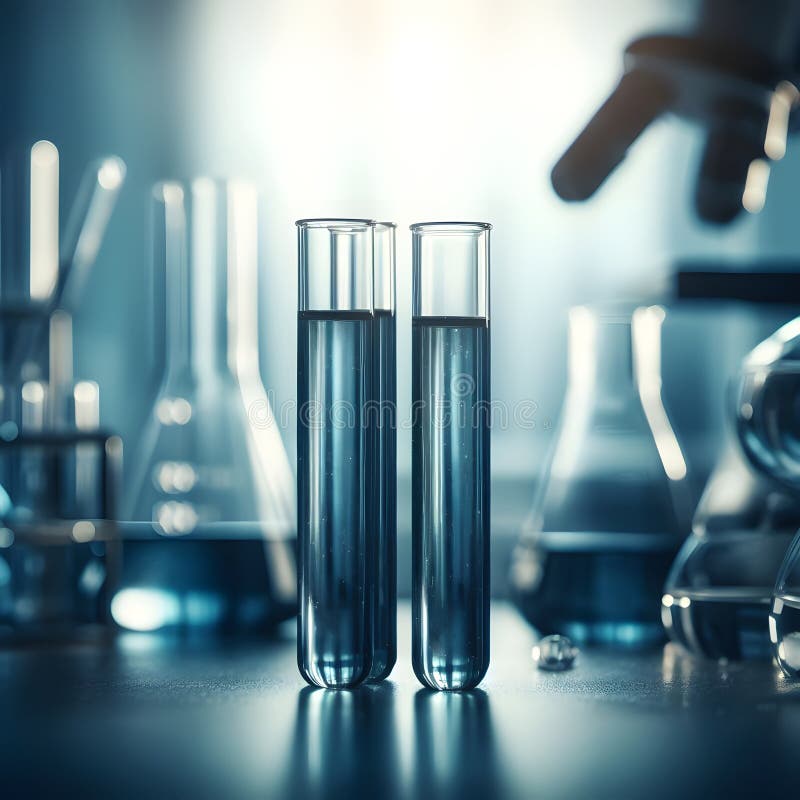 Transparent Glass Test Tubes with Blue Colored Liquid Sample for ...