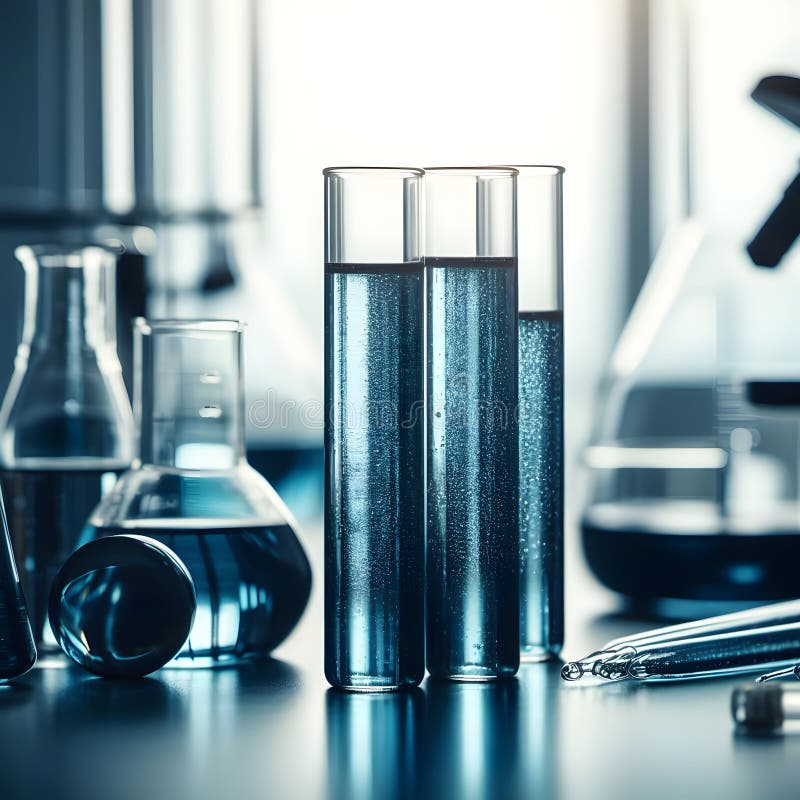 Transparent Glass Test Tubes with Blue Colored Liquid Sample for ...