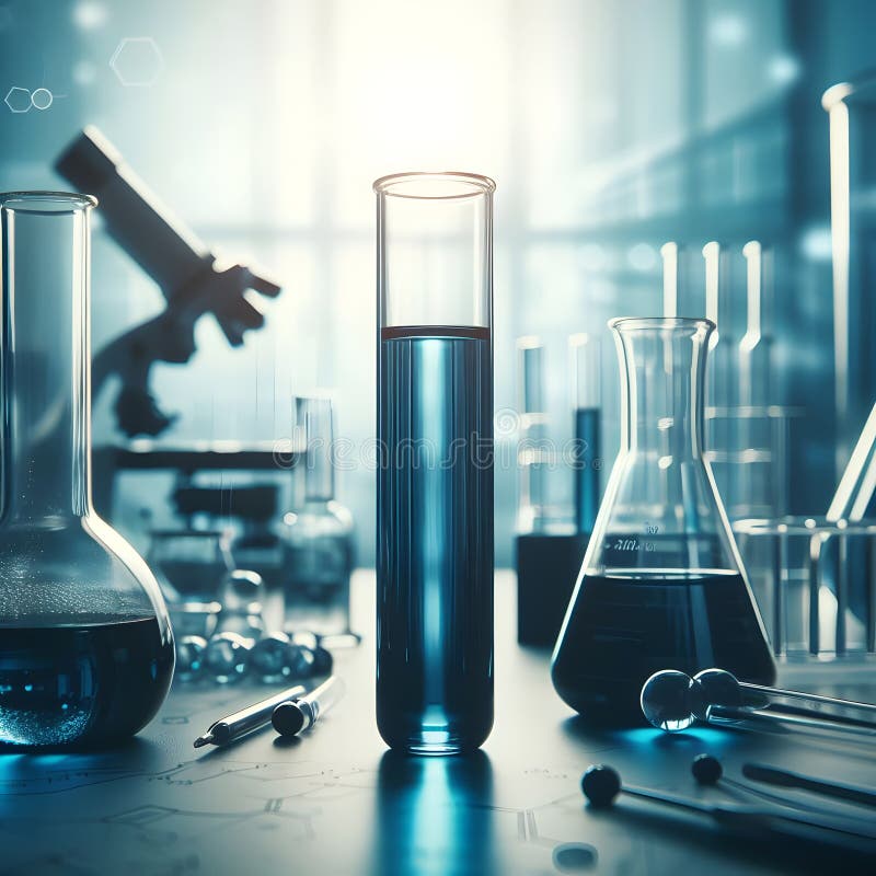 Transparent Glass Test Tubes with Blue Colored Liquid Sample for ...