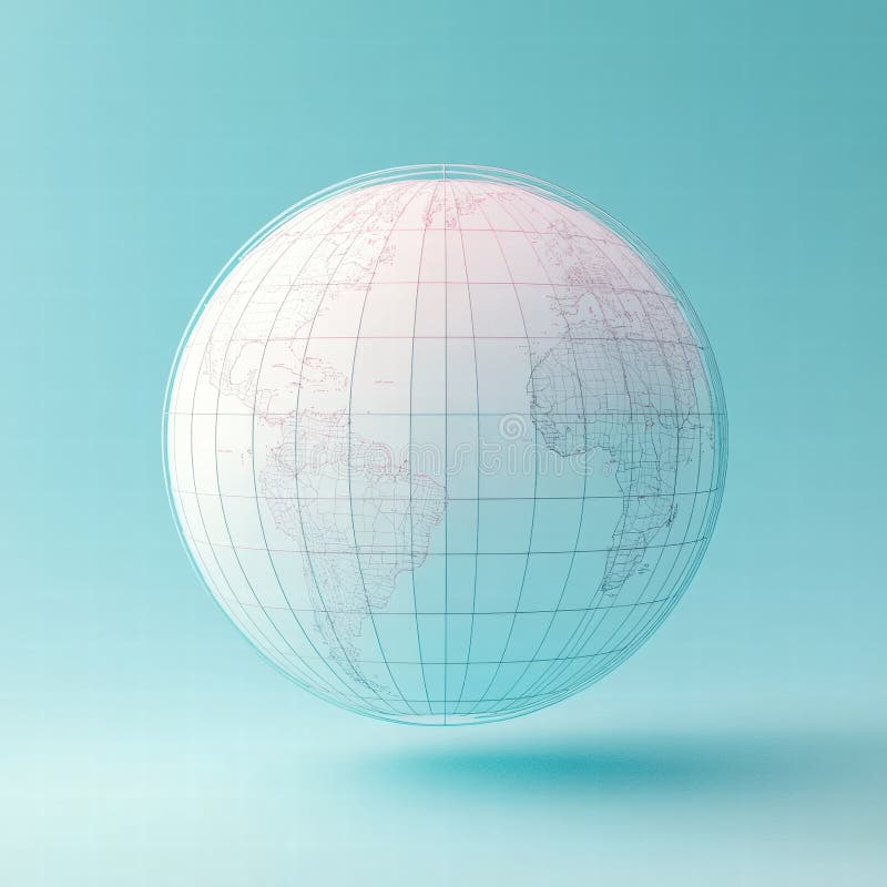 Floating Transparent Globe with a Pale Background Illustrating ...
