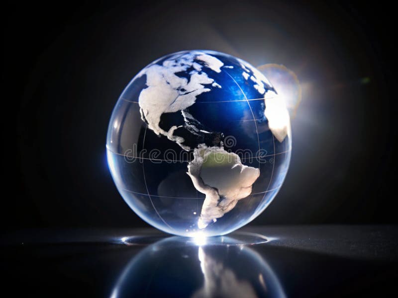 Transparent Globe Showing North and South America with Reflections ...
