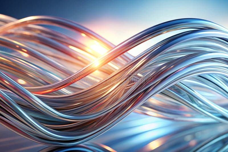 3D Render Abstract Background: Transparent Glossy Glass Wire Stock ...