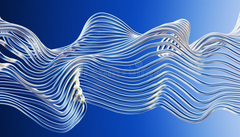Transparent Glossy Glass Wire. Curved Wave in Motion Stock Illustration ...