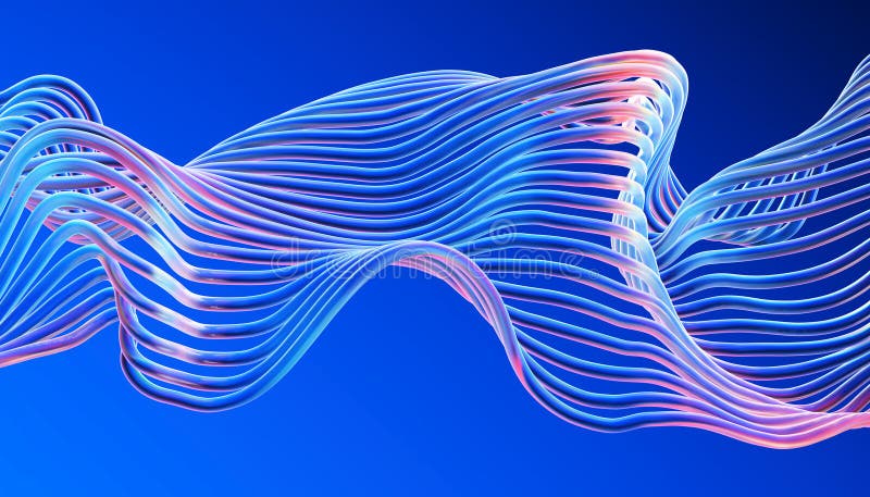 Transparent Glossy Glass Wire. Curved Wave in Motion Stock Illustration ...