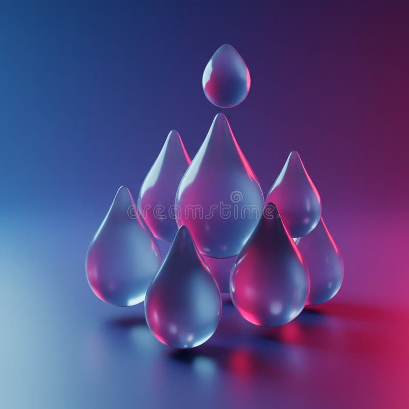 Transparent, Glossy Water Droplets are Arranged in a Pyramid-like ...