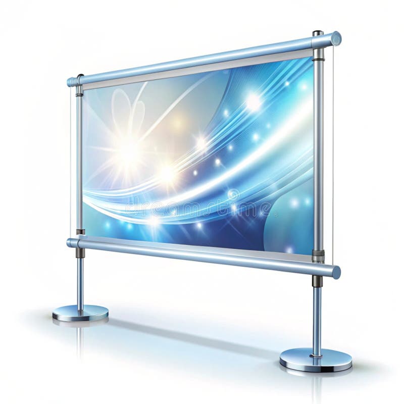 Transparent Glowing Advertisement Banner with Rotating Visuals Stock ...
