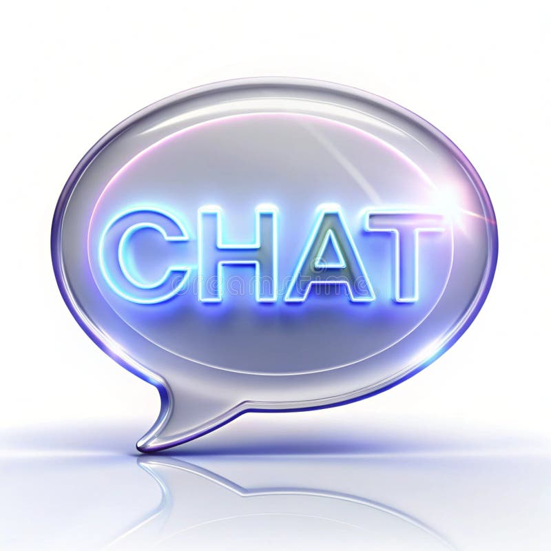 Transparent Glowing Chat Bubble with Rotating Text Stock Illustration ...