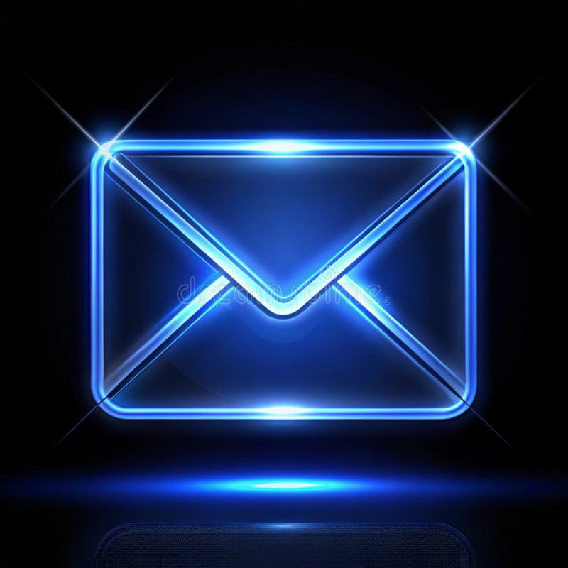 Transparent Glowing Email Icon with Floating Envelope Effect Stock ...