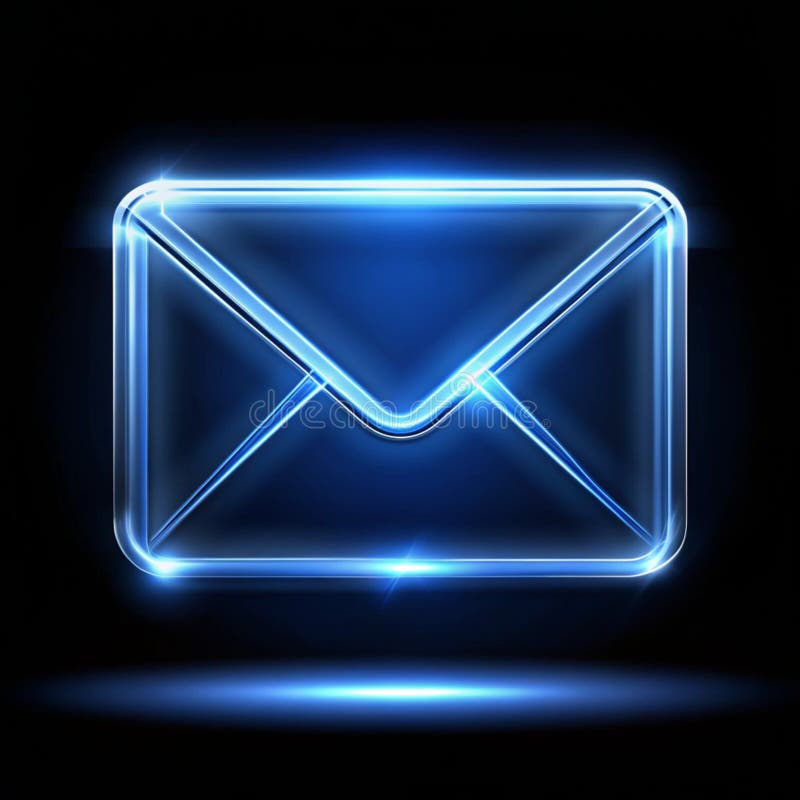 Transparent Glowing Email Icon with Floating Envelope Effect Stock ...
