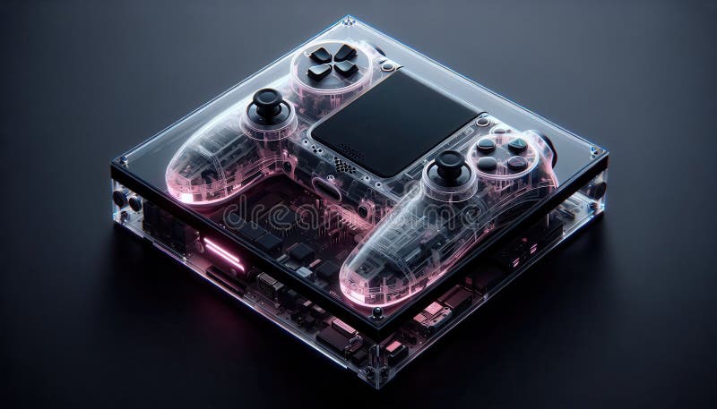 Transparent, Glowing Gaming Console with a Controller Inside. Stock ...