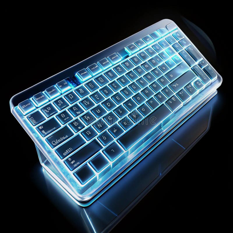 Transparent Glowing Keyboard with Rotating Keys Stock Illustration ...