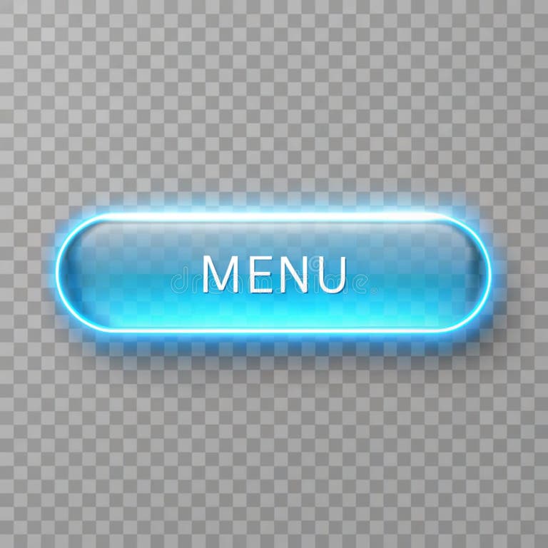 Transparent Glowing Menu Button with Animated Hover Effects Stock Illustration - Illustration of ...