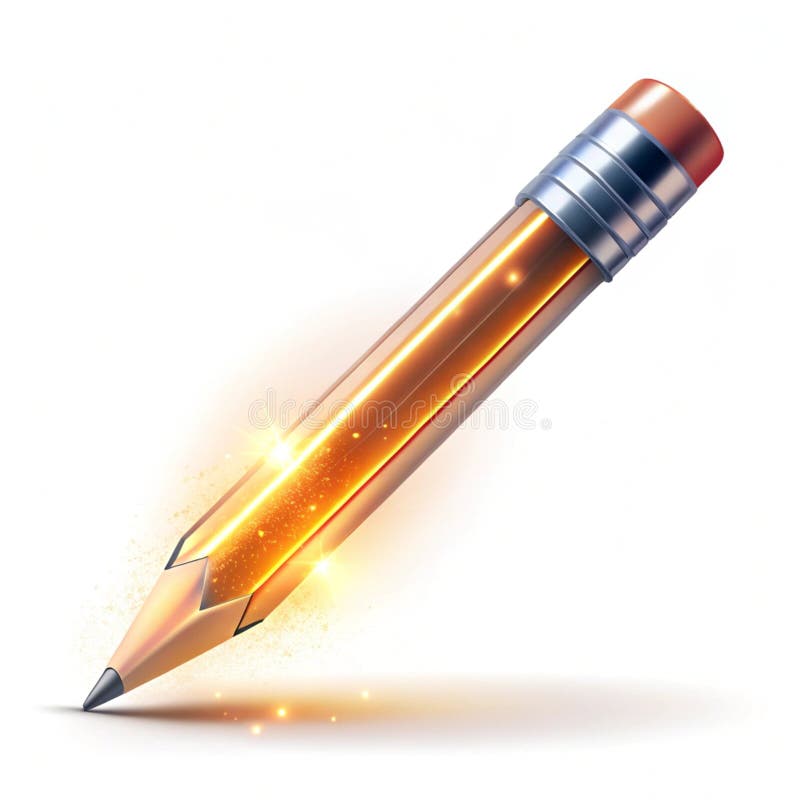 Transparent Glowing Pencil with Floating Marks Stock Illustration ...