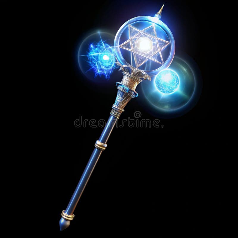 Transparent Glowing Wizardâ€™s Staff with Rotating Mystical Symbols ...
