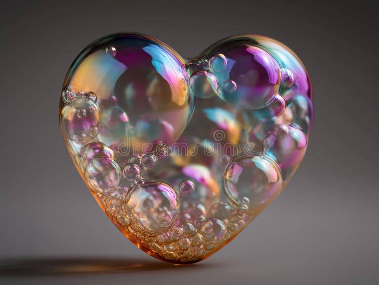 Transparent, Gradient-colored Heart-shaped Object Floating on Water ...