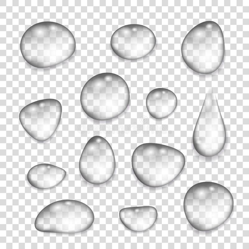Set of Transparent Gray Drops of Pure Water. Stock Vector ...