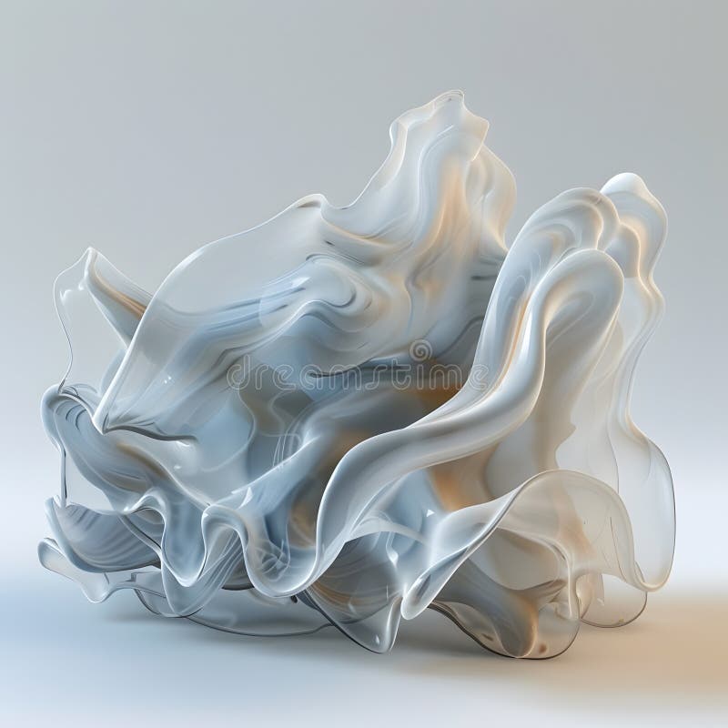 Transparent Green and White Waves Create an Elegant Flowing Form that ...