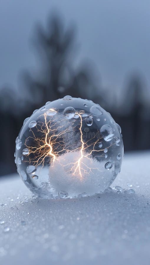 Transparent Hail with Miniature Lightning Storms Inside Stock ...