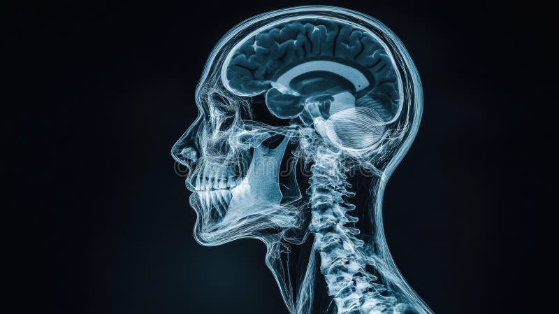 A Transparent Head with a Brain Scan Stock Illustration - Illustration ...