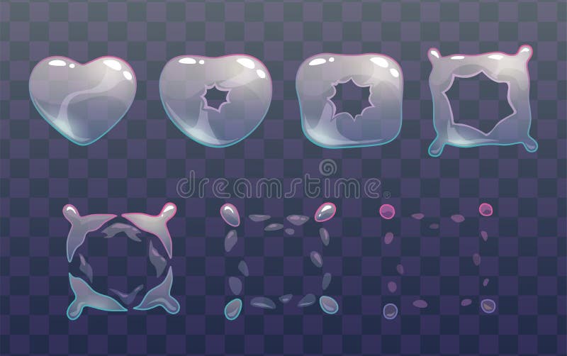 Transparent Heart Bubble Burst Sprites. Stock Vector - Illustration of ...
