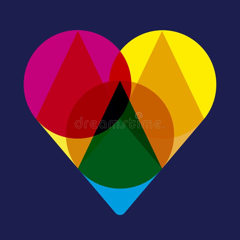 Transparent Heart Icon with Primary Colors. Isolated Stock Illustration ...