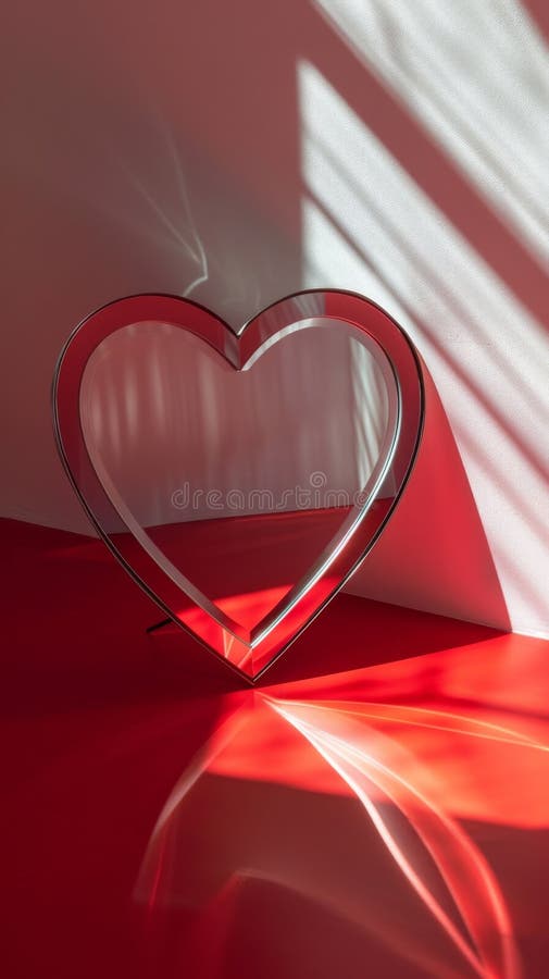 Transparent Heart-shaped Sculpture Casting Red Shadow with Dramatic ...