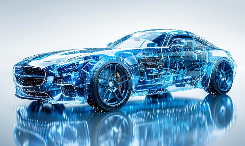 Transparent High-tech Automobile Design Showcasing Internal Mechanics ...