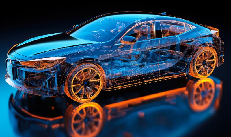 Transparent High-tech Automobile Design Showcasing Internal Mechanics ...