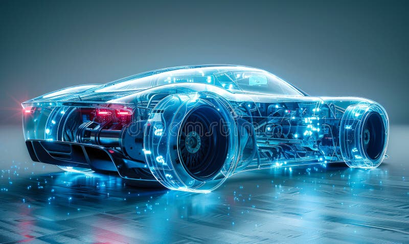 Transparent High-tech Automobile Design Showcasing Internal Mechanics ...