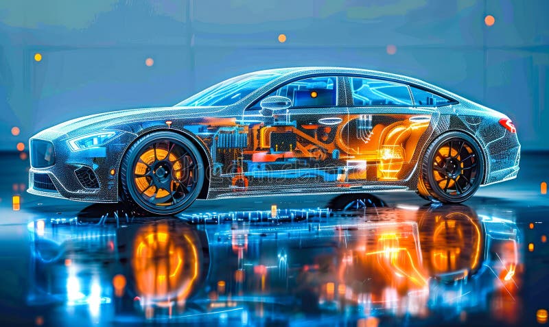 Transparent High-tech Automobile Design Showcasing Internal Mechanics ...