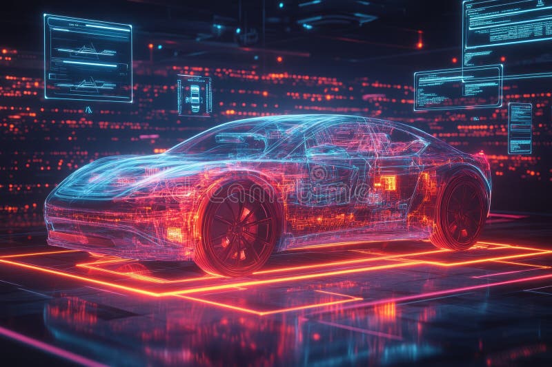 Futuristic Transparent Car with Digital Interface and Data Overlay ...