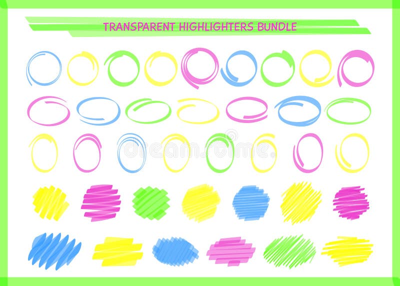 Transparent Highlight Pen Circle Frame Set Vector Stock Vector ...