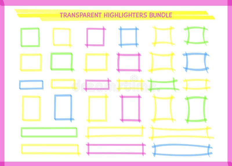 Transparent Highlight Pen Rectangle Frame Set Stock Vector ...