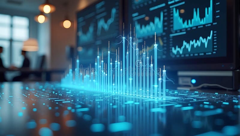 A Transparent Holographic Interface with Financial Charts, Data Points ...