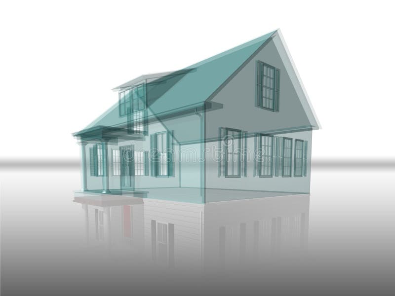 Transparent House with Reflection Stock Illustration - Illustration of ...